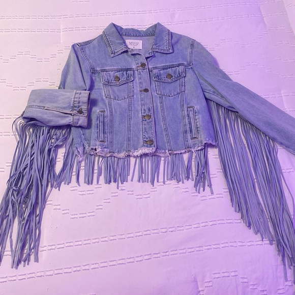 Nature Denim | Jackets & Coats | Womens Fringe Cropped Jean Jacket ...